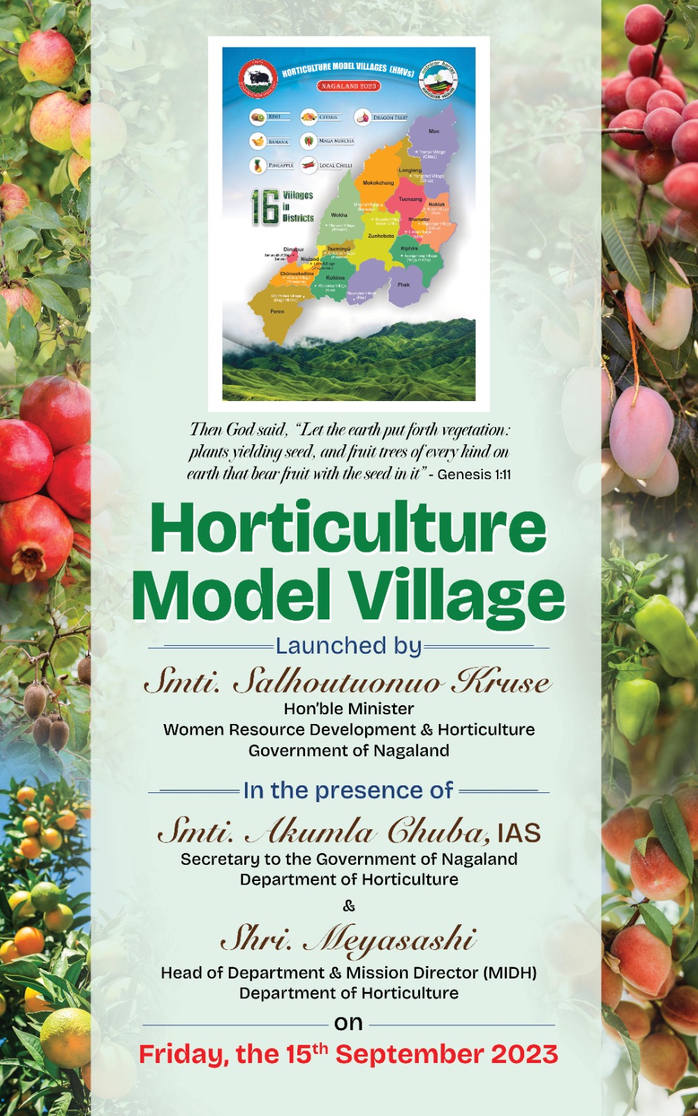 Launching of Horticulture Model Village at Khonoma by Smt. Salhoutuonuo ...